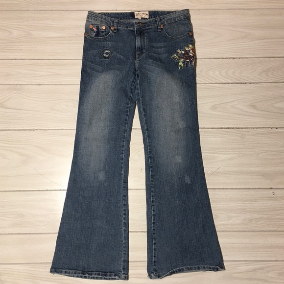 Smash | Jeans | Smash Womens Chic Floral Embroidered Lowrise Bootcut ...